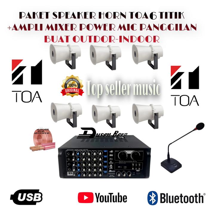 Jual PAKET SPEAKER TOA 6 TITIK OUTDOR INDOR ,AMPLIFIER DUSENBERG MIC ...