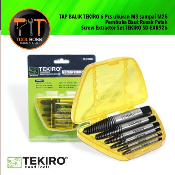 Jual TEKIRO TAP BALIK 6 PCS -PEMBUKA BAUT RUSAK PATAH SCREW EXTRACTOR ...