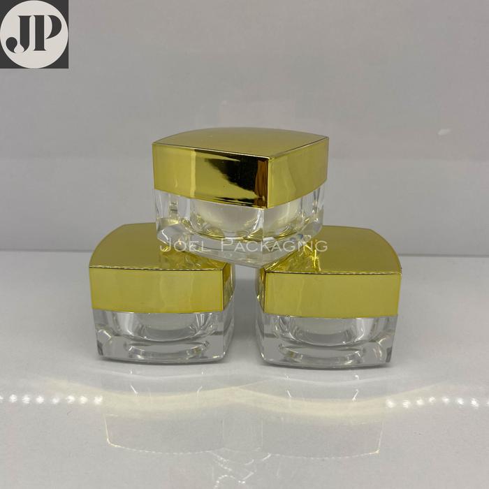 Jual pot cream acrylic square 10gr potcream pot akrilik kotak gold 10 ...