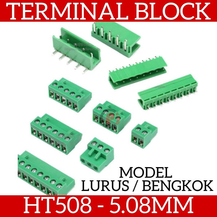 Jual Terminal Block HT 508 Pitch 5.08mm Blok Model Lurus / Bengkok Pin ...