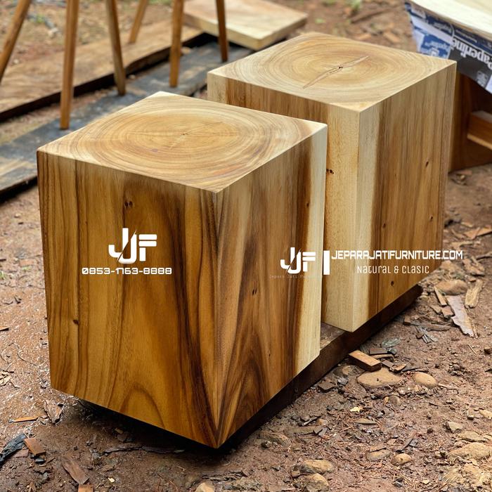 Jual Stool kursi balok kotak persegi kayu solid trembesi - Kab. Jepara ...