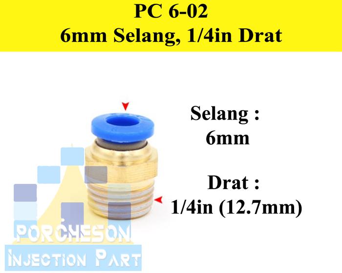 Jual PC / MPC pneumatic connector fitting nepel angin drat selang lurus ...