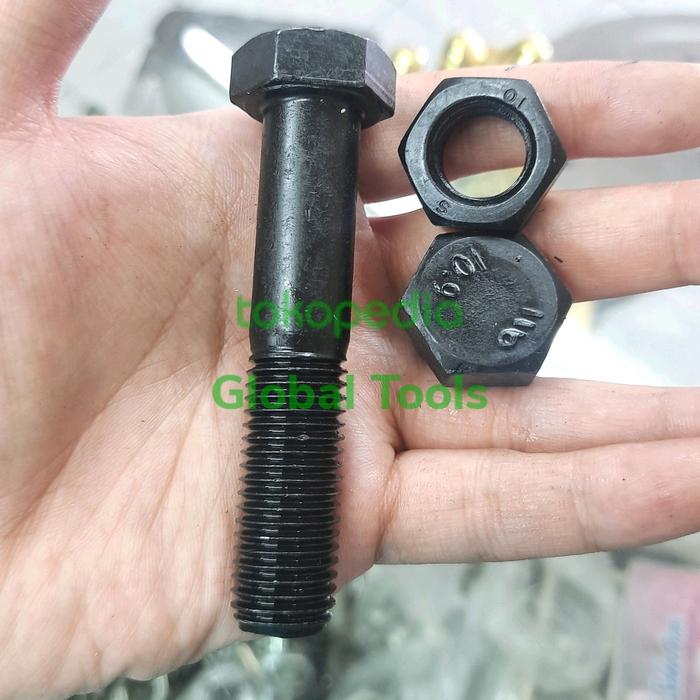 Jual baut mur baja 10.9 m16x100 kunci 24 m16 x 100 m16x2.0x100 HTB 10.9 ...