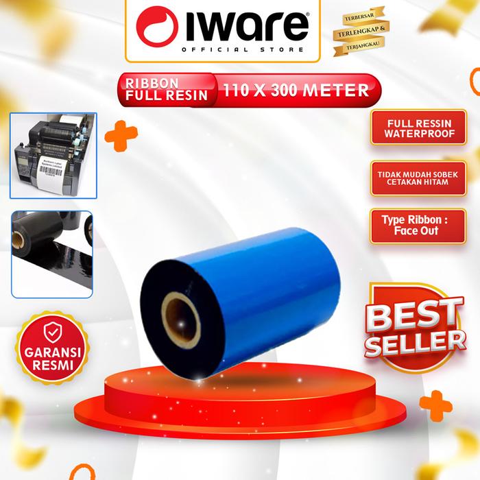 Jual Ribbon Full Resin Barcode 110X300 Meter Face Out Printer Ribbon ...