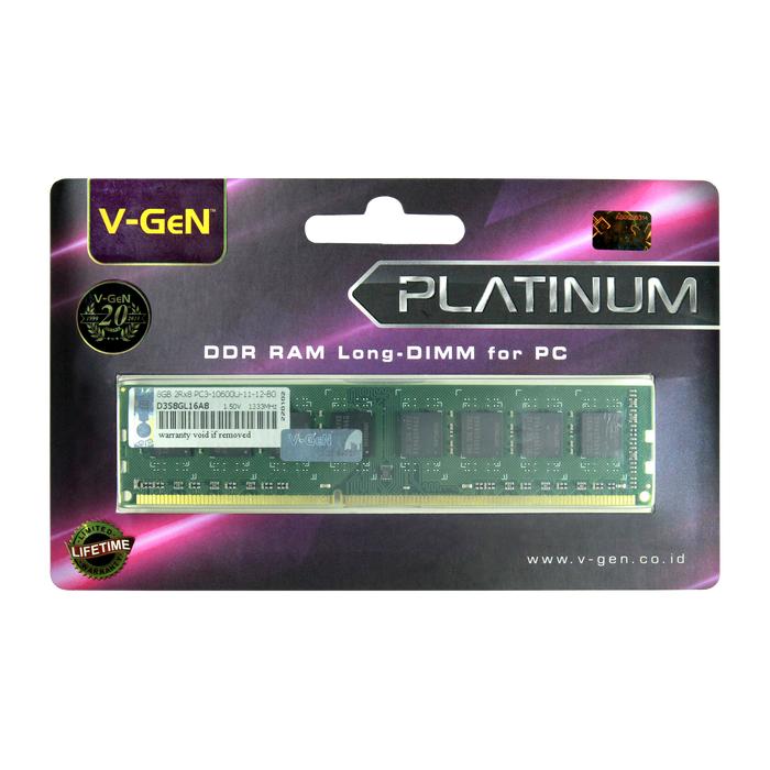 Jual RAM DDR3 V-GeN Platinum 8GB PC10600/1333Mhz Long Dimm Memory PC ...