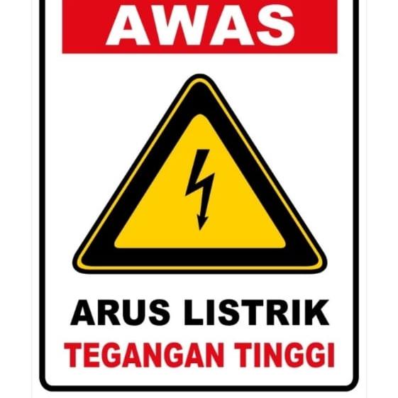 Jual STIKER VINYL AWAS ARUS LISTRIK TEGANGAN TINGGI 23X30CM SIGN RAMBU ...