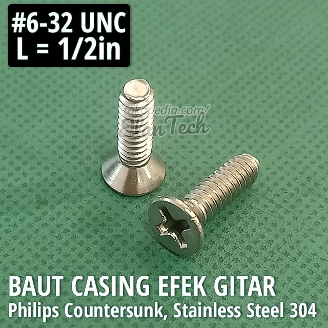 Jual Baut Casing Efek Gitar 6-32 UNC x 1/2in Stainless Steel 304 ...