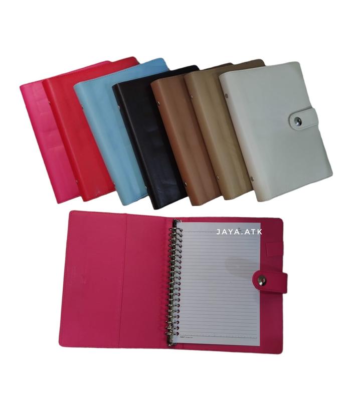Jual BINDER NOTE MAP RING A5 20 RING BESI POLOS KULIT KANCING BUKU RING ...