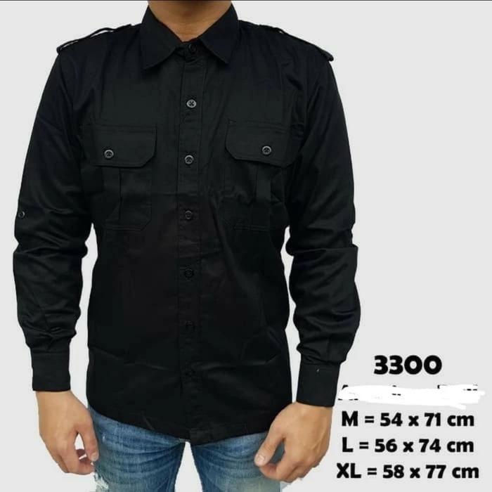 Jual Kemeja pdl hitam polos/kemeja lengan panjang/kemeja lapangan ...