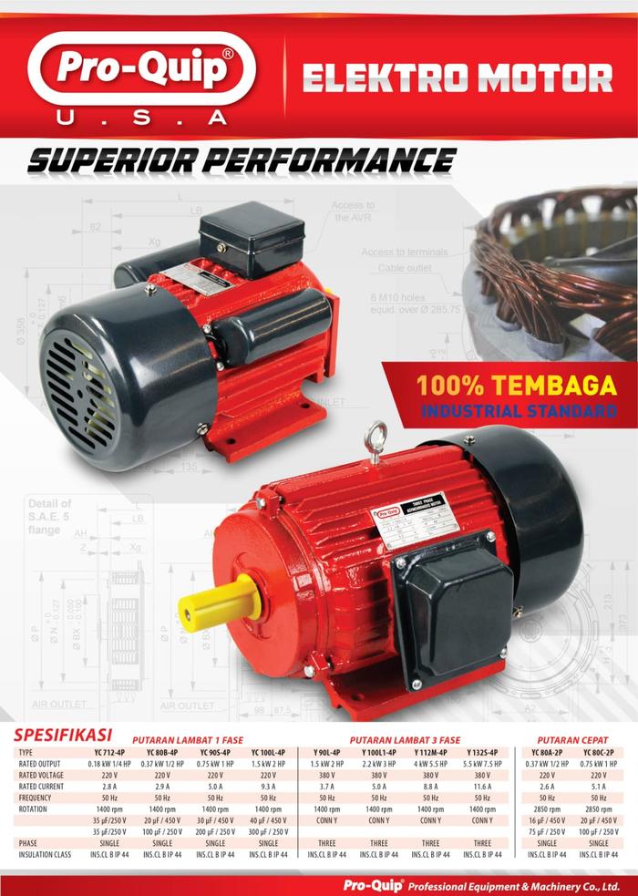 Jual Dinamo Motor Penggerak 1HP 4P 1Ph 1450Rpm PROQUIP Motor Listrik 1 ...