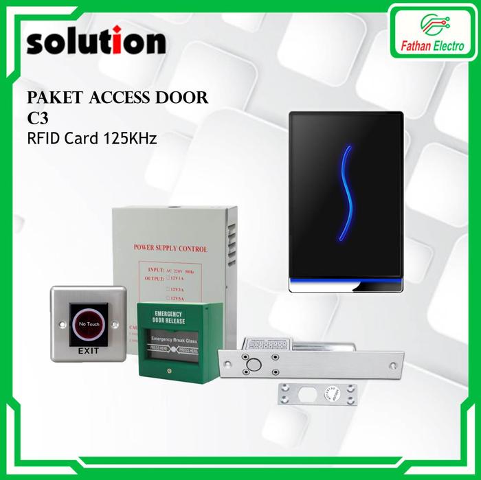 Jual Paket Access Control Solution C3 RFID Card 125KHz - Pintu Kaca - Kota Bekasi - Fathan ...