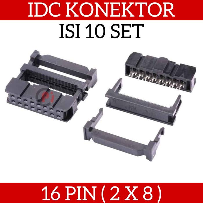 Jual Isi 10 Pcs Set Konektor Female Kabel Pita Flat 16 Pin IDC 16P 2x8 ...
