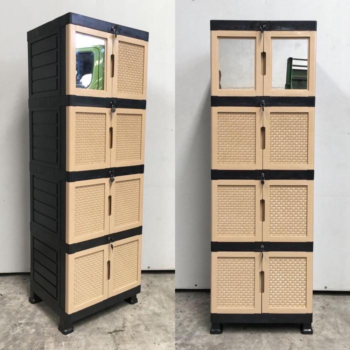 Jual Lemari PLastik Susun 4 susun Mini KUNCI PLus Kaca 1 (Gunplas ...