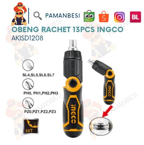 Jual Obeng Rachet 13in1 / Ratchet Screwdriver Set INGCO AKISD1208 ...