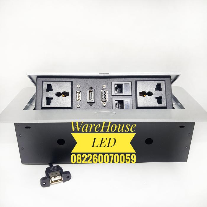 Promo Stop Kontak Meja Flip Up Stopkontak Table Socket SILVER - KOMPLIT ...