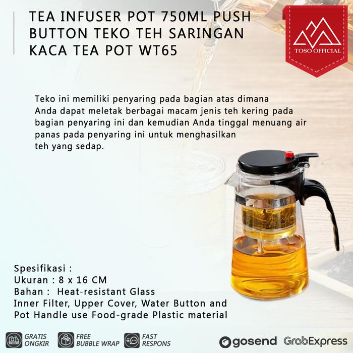 Jual TEA INFUSER POT 750ML PUSH BUTTON TEKO TEH SARINGAN KACA TEA POT ...