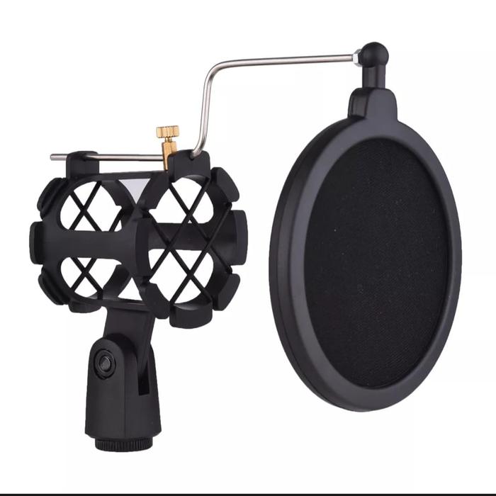 Jual Mini tripod stand mic dengan shock mount with pop filter dekstop ...