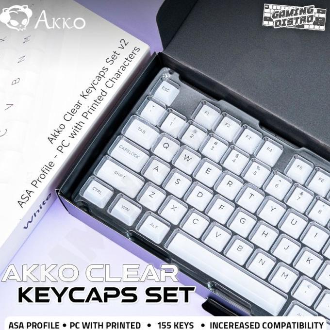 Jual Keycaps Mechanical Keyboard Akko Clear White V2 | Asa Profile 155 ...