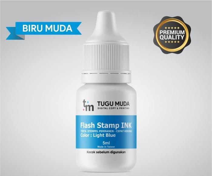 Jual Tinta Stempel Flash/Premium Stamp Ink (5ml) - BIRU MUDA/CYAN ...