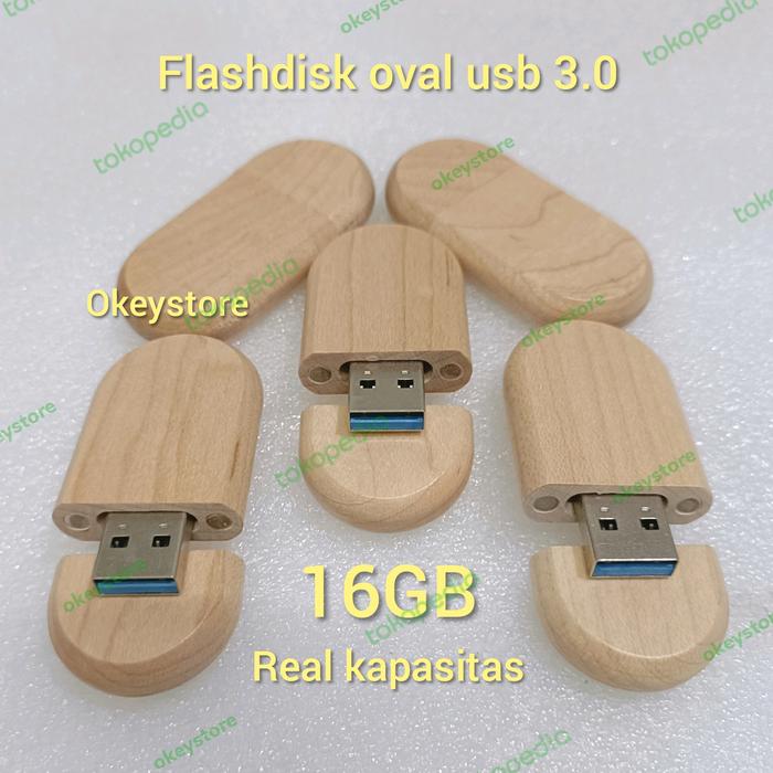 Jual Flashdisk 16gb kayu oval usb 3.0 non box real kapasitas - Kota ...