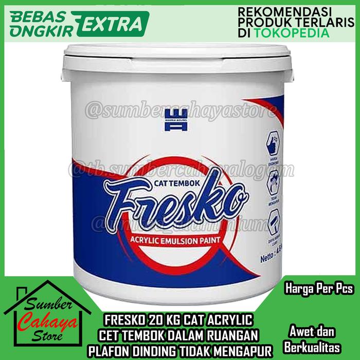 Jual FRESKO CAT TEMBOK FRESCO CET DINDING PLAFON PLAPON WARNA PUTIH 20 ...