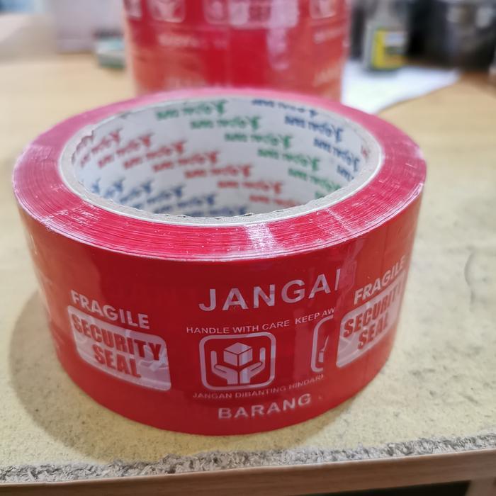 Jual LAKBAN FRAGILE MUDAH PECAH MERAH 2" PANJANG 90 YARD 48MM TEBAL ...