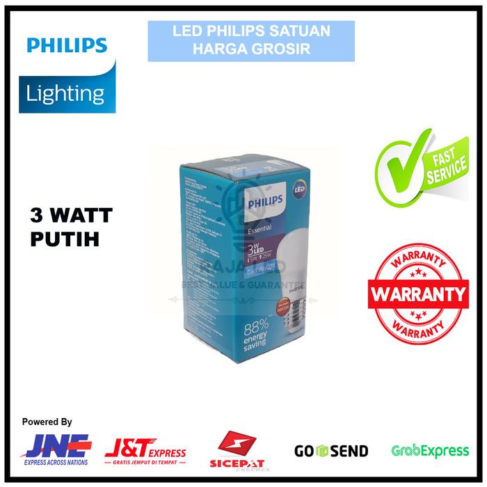 Jual PHILIPS LED ESSENTIAL 3W Bohlam 3 w watt Bulb PUTIH / KUNING ...