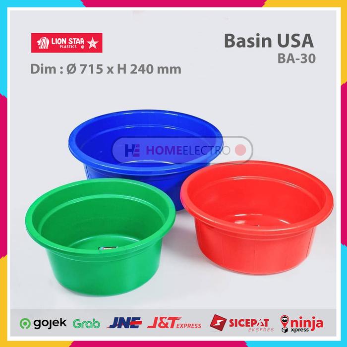 Jual Bak Mandi Plastik Lion Star Bak USA NO. 30 BA-27 Ember Plastik ...