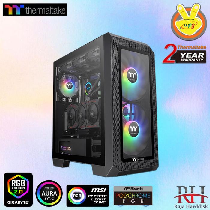 Promo Thermaltake Case View 300 MX Mid Tower Tempered Glass Chassis - Black Cicil 0% 3x ...