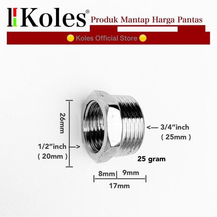 Jual KOLES 12300 Volk Ring Nepel Sambungan Kran 3/4" x 1/2" Stainless ...