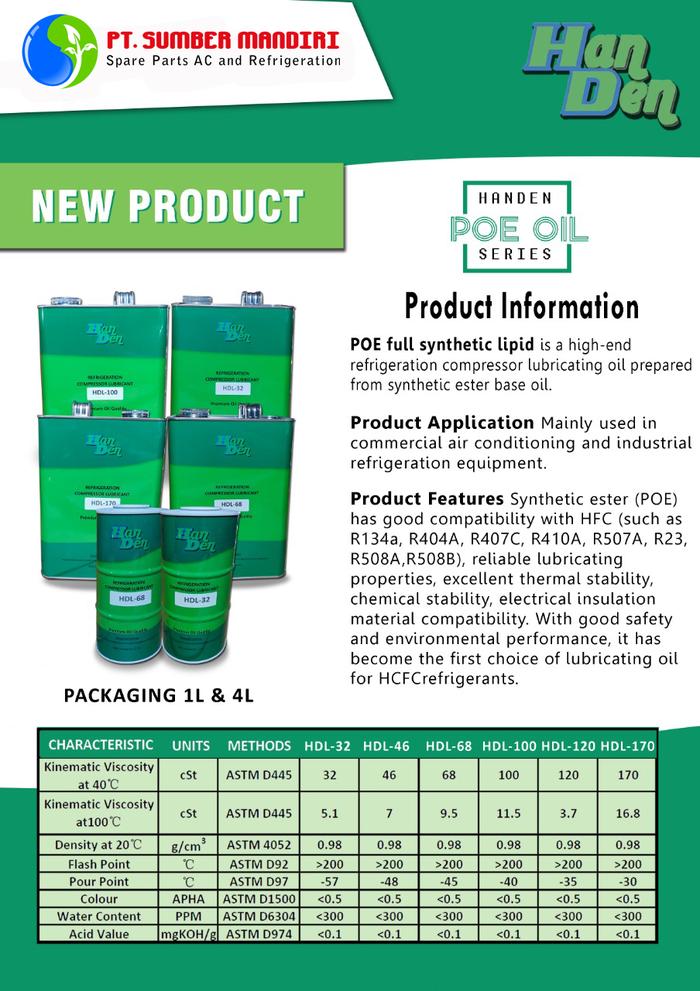 Jual OIL POLYESTER HANDEN HDL 68 (4 LITER) / SETARA EMKARATE RL68 ...