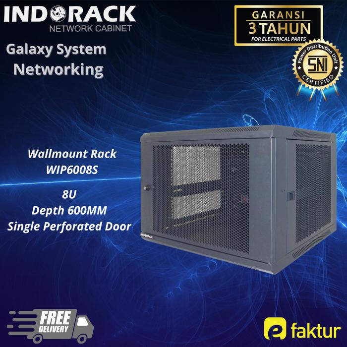Jual Rack Server 8U INDORACK Wallmount WIP6008S D.600MM Perforated Door ...