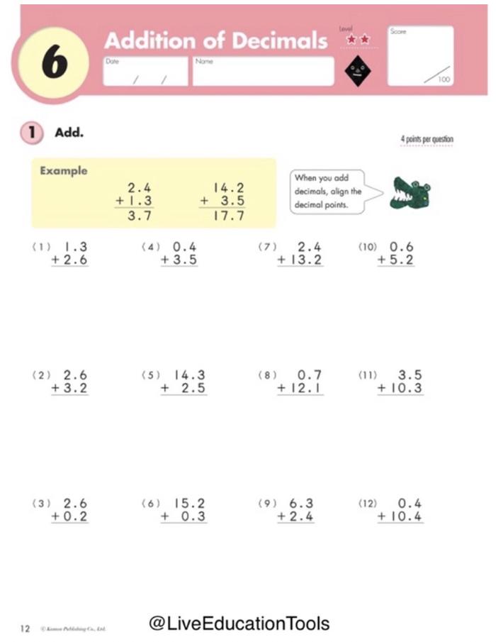 Jual Kumon Math Workbook Decimals & Fractions Grade 4 Di Seller Noelle ...
