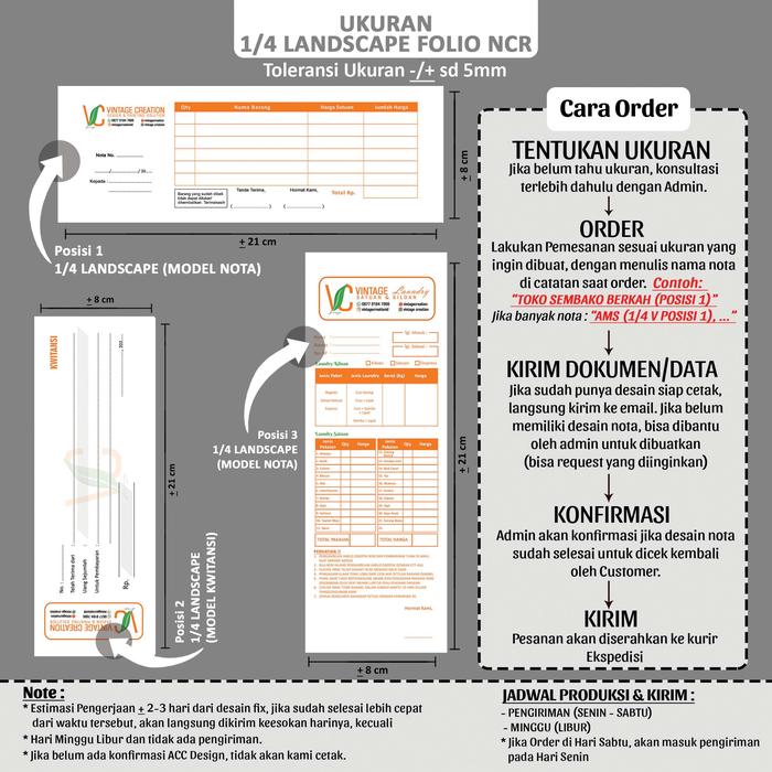 Jual CETAK NOTA KWITANSI CUSTOM MURAH ISI 50 - 1/2 Folio, 3 Rangkap ...