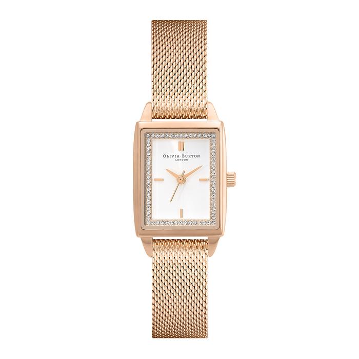 Promo Jam Tangan Olivia Burton Crystal Pave Stones Carnation Gold Mesh ...