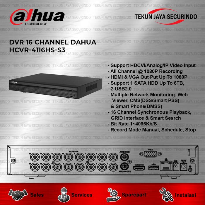 Jual DVR DAHUA 16 CHANNEL HCVR-4116HS-S3 - Kota Pekanbaru - SAMUDERA BIRU TEKNOLOGI | Tokopedia
