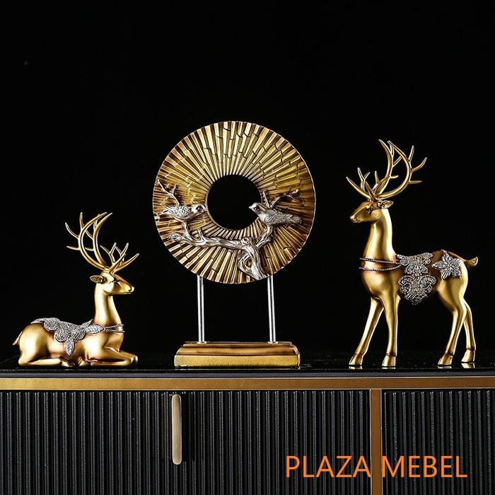 Jual SET Pajangan Meja Hiasan Rusa Gold / White Couple Deer 3 in 1 ...