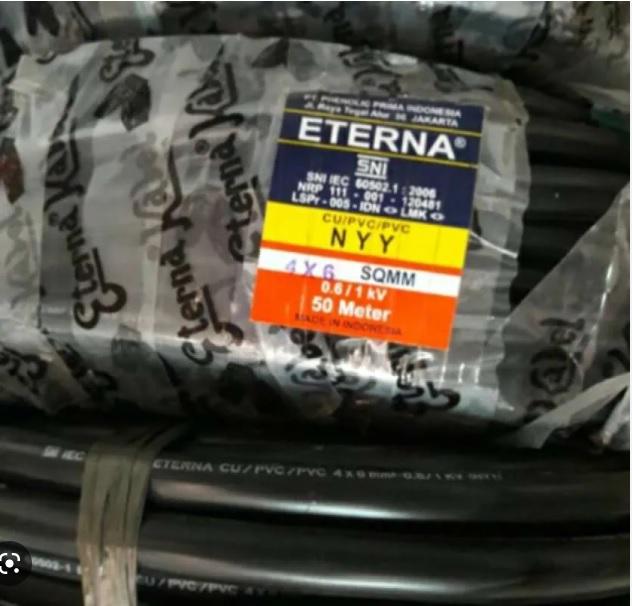 Jual kabel listrik tufur nyy 4x6mm 4x6 mm eterna hitam 50 M - Kota Surabaya - prabajaya | Tokopedia