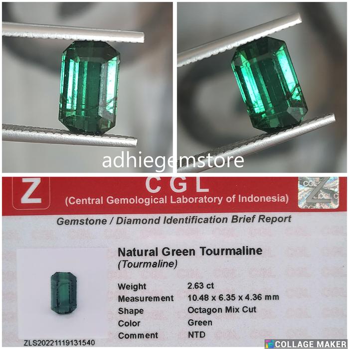 Jual Batu natural green tourmaline 2.63ct like emerald - harga nett ...