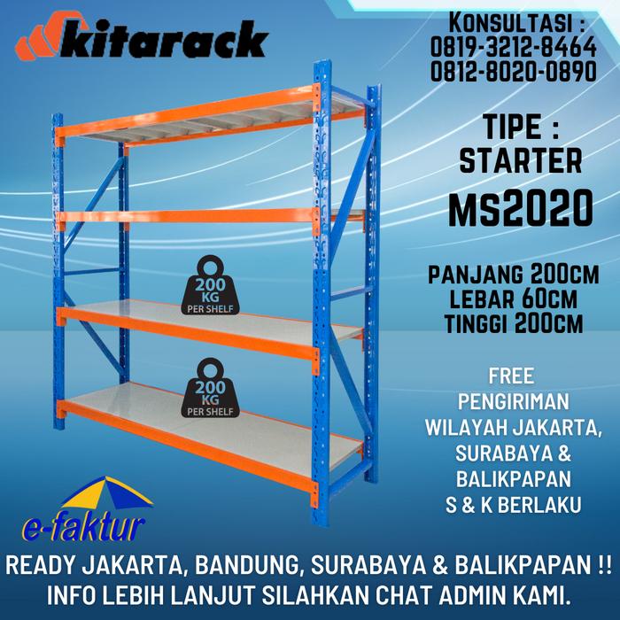 Jual WAREHOUSE KITARACK 2 METER RAK GUDANG LIGHT DUTY 4 TINGKAT ...