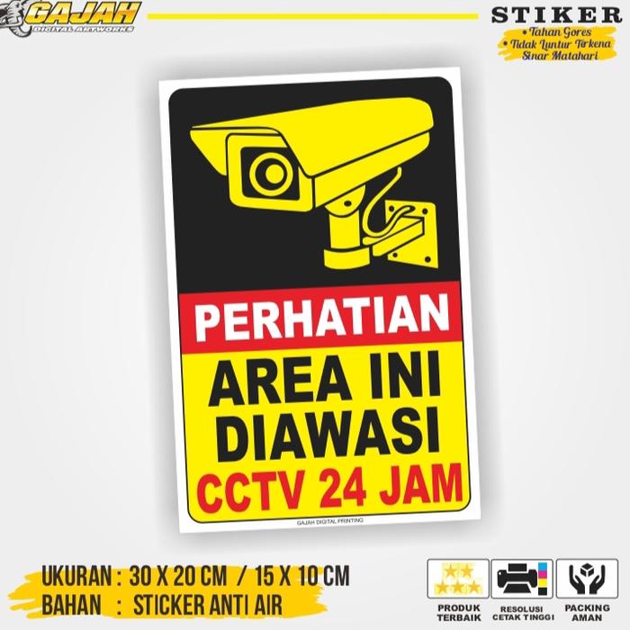 Jual sticker cctv / stiker cctv / sticker cctv 24 jam - 30 x 20 ...