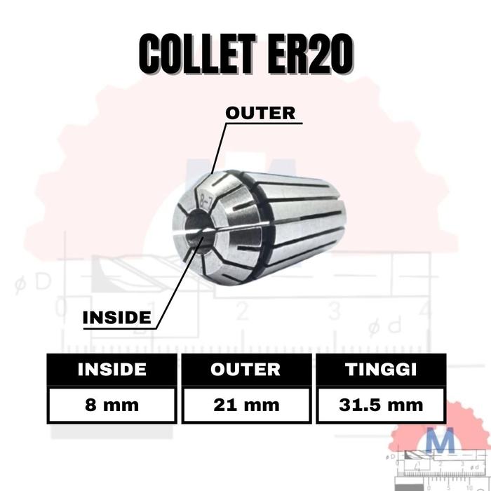 Promo ER20 Spring Collet Adapter collet chuck ER 20 Collet CNC - 8mm ...