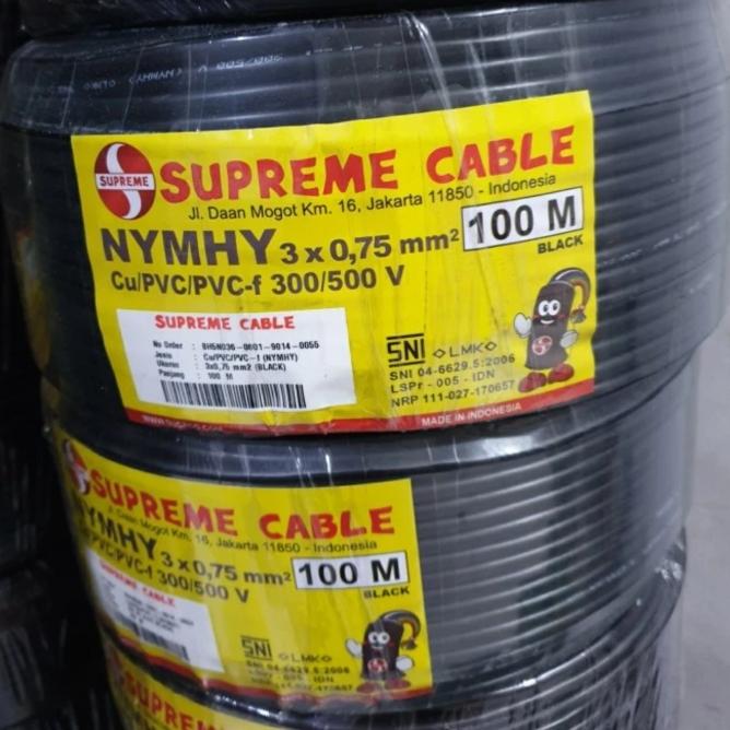Jual Kabel Listrik Serabut NYYHY 3 x 0.75 mm Supreme Hitam per Roll 100 mtr - Kota Surabaya ...