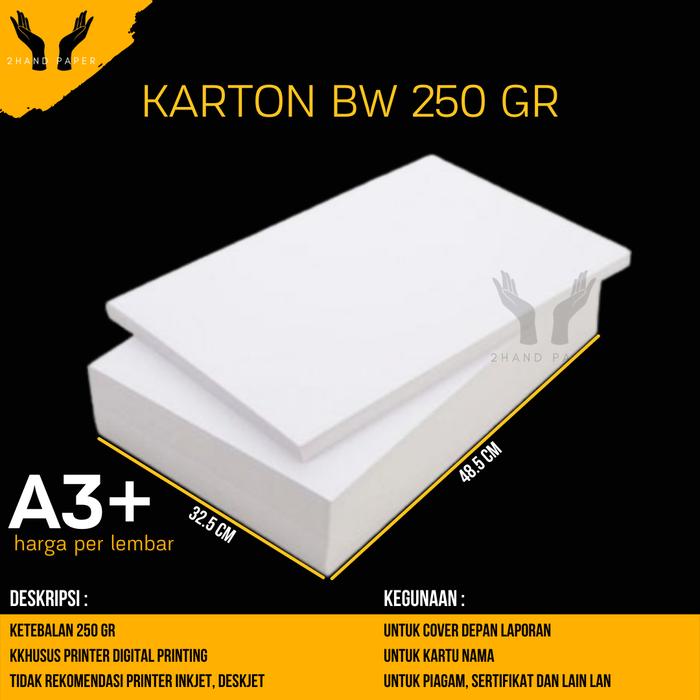 Jual Kertas Karton BW A3 Plus isi 1 lembar / Kertas BW 250gsm - Kota ...