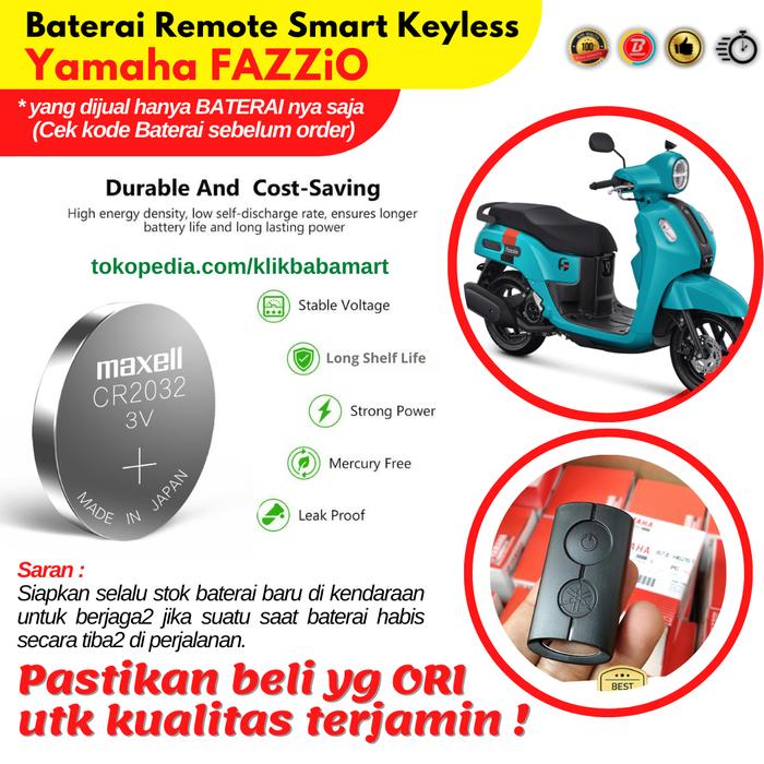 Jual BATERAI REMOT MOTOR YAMAHA FAZZIO SMART KEYLESS ENTRY ORIGINAL ...