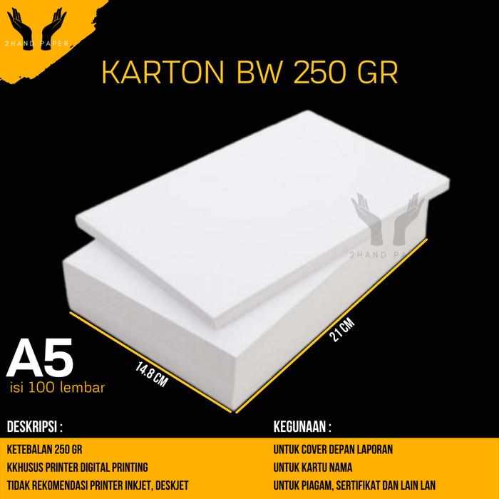 Jual Kertas BW Carton A5 isi 100 lembar / Kertas Karton BW - Kota ...