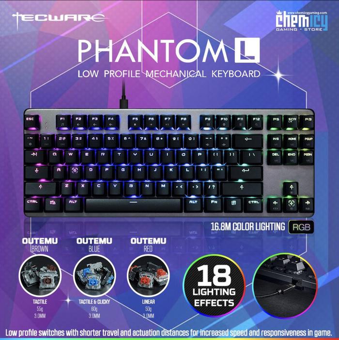 Jual Tecware Phantom L TKl Keyboard Gaming Mechanical RGB Low Profile ...