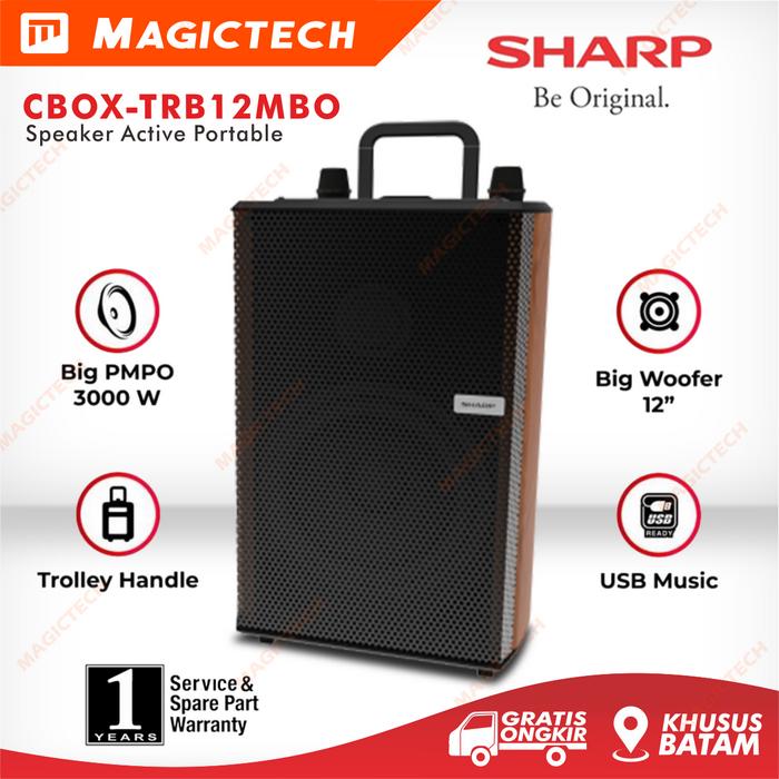 Jual SPEAKER ACTIVE SHARP 12 INCH PORTABLE CBOX-TRB12MBO BLUETOOTH TROLLEY - Kota Batam ...