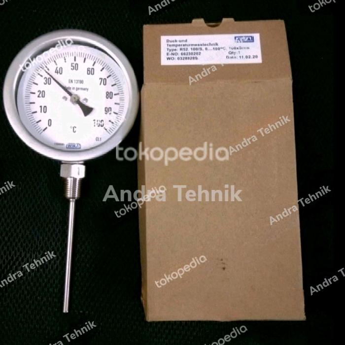 Jual Wika Temperature Gauge size 4 inch Range 100, Deg Celcius stik 10 ...