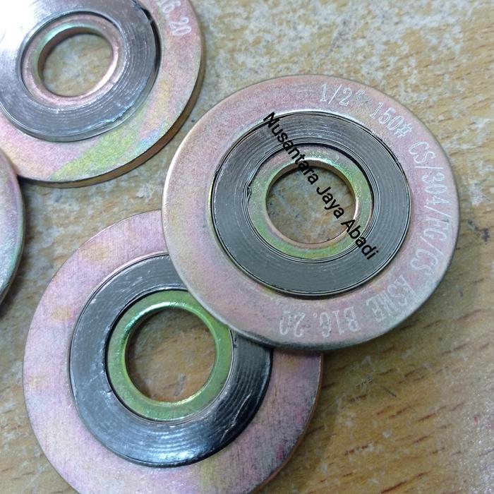 Jual Spiral Wound Gasket SWG Carbon Steel Besi Ansi 150 1/2 " inchi DN ...